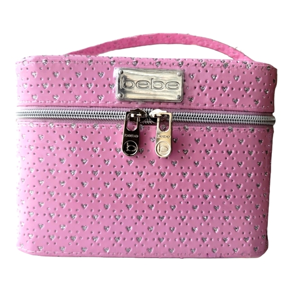 bebe | Bags | Nwt Bebe Pink Diamond Heart Accent Train Makeup Vanity ...